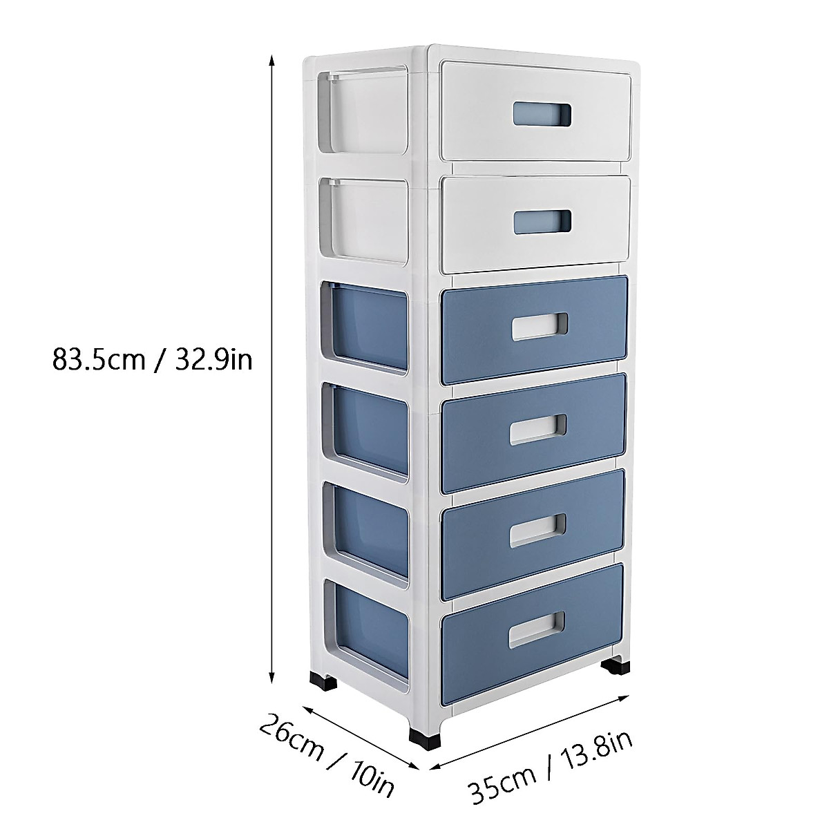 KONGKUNI 6 Drawer Rolling Storage Cart with Wheels, Stackable Drawer Storage Organizer, Multifunctional Utility Cart Plastic Storage Trolley,Organize Files Supplies for School Office Home