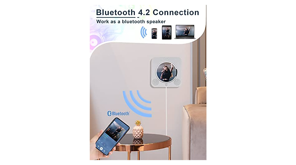 Homlab Wall Mountable CD Player: Bluetooth, FM & Speakers