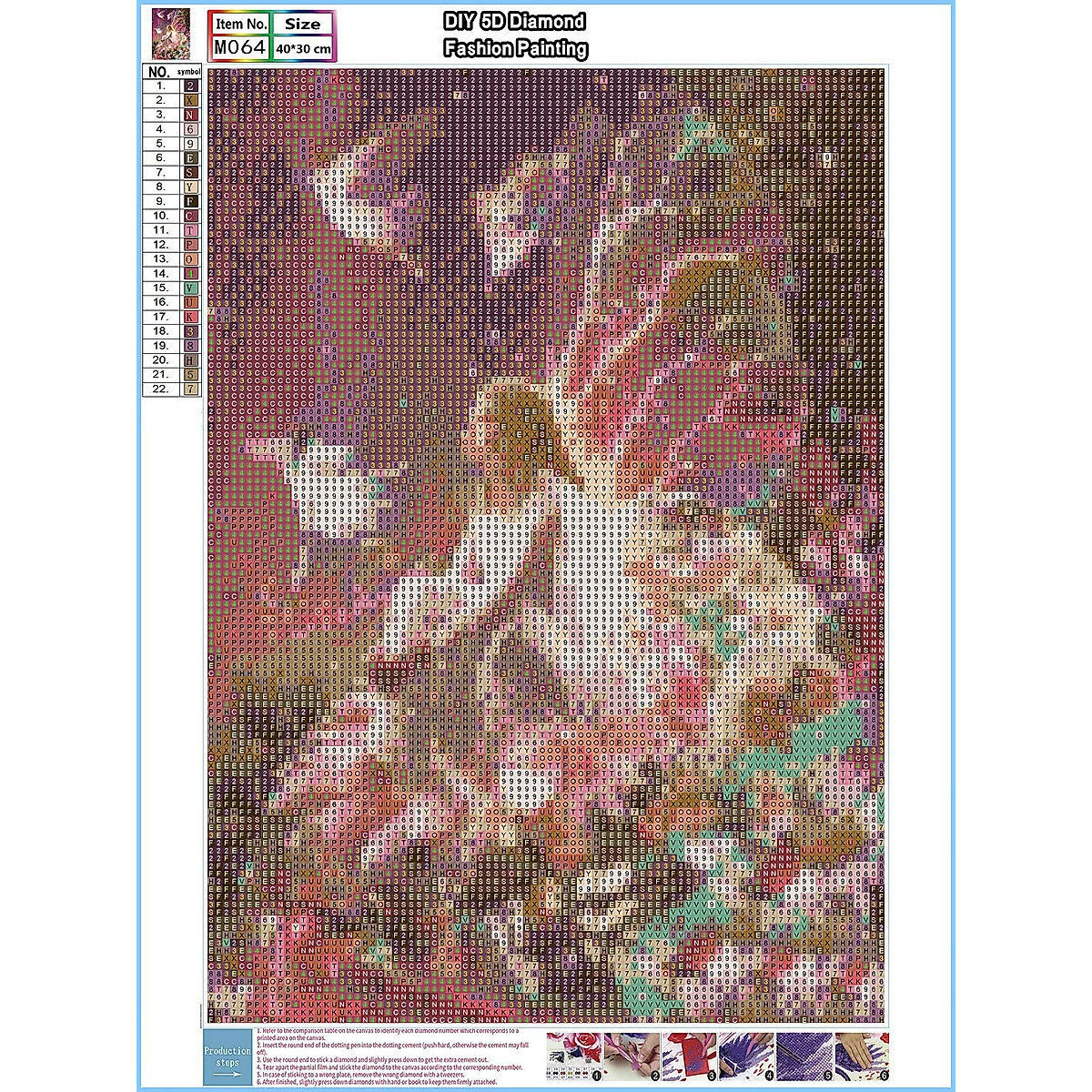 HADEEONG 5D Full Drill Diamond Painting Kit, DIY Round Diamond Rhinestone Painting Kits Painting Cross Stitch Embroidery Pictures Arts Craft for Home Wall Decor (15.7x11.8 Inch, Angel Girl)