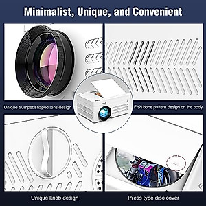 TMY Bluetooth Projector with DVD Player Built in, 1080P Outdoor Projector, Mini Portable DVD Projector Compatible with Smartphone/PC/TV Stick/HDMI/AV/USB/TF, indoor & outdoor use