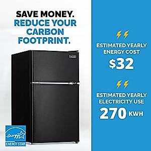 NewAir 3.1 Cu.Ft Black Mini Fridge with Freezer, 2.2 Cu.Ft Fridge, 0.9 Cu.Ft Freezer | Small Refrigerator,Dorm Refrigerators with Freezer,Compact Refrigerator, Energy Efficient