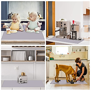 Tsshmhwl 27.6" x 19.8" Large Silicone Kitchen Counter Mat, Placemat Non-Slip Heat Resistant Mat, Air fryer，Oven Microwave, Cutting Board, Coffee Maker, 1MM Thick Countertop Protector (grey)…