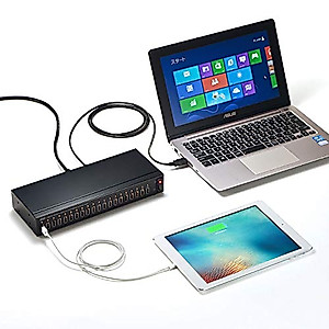 Sanwa Supply USB-2HCS20 USB Hub, 20 Ports, Charge and Sync Up to 20 iPad/Tablet, Self-Powered