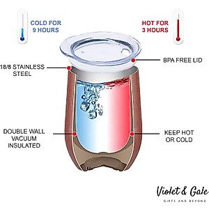 VIOLET & GALE Nana Gifts for Grandma - 12oz Wine Glass Tumbler Cup - Lovely Grandma Gift for Best Nana Ever, Beautiful Insulated Coffee Mug