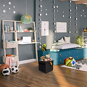 FADDA Felt storage basket, Fabric Cloth Storage Bin Collapsible Organizer Basket with Handle for Cloth Toys Foldable Cloth Bin for Bedroom Playroom Office (Dark Gray)