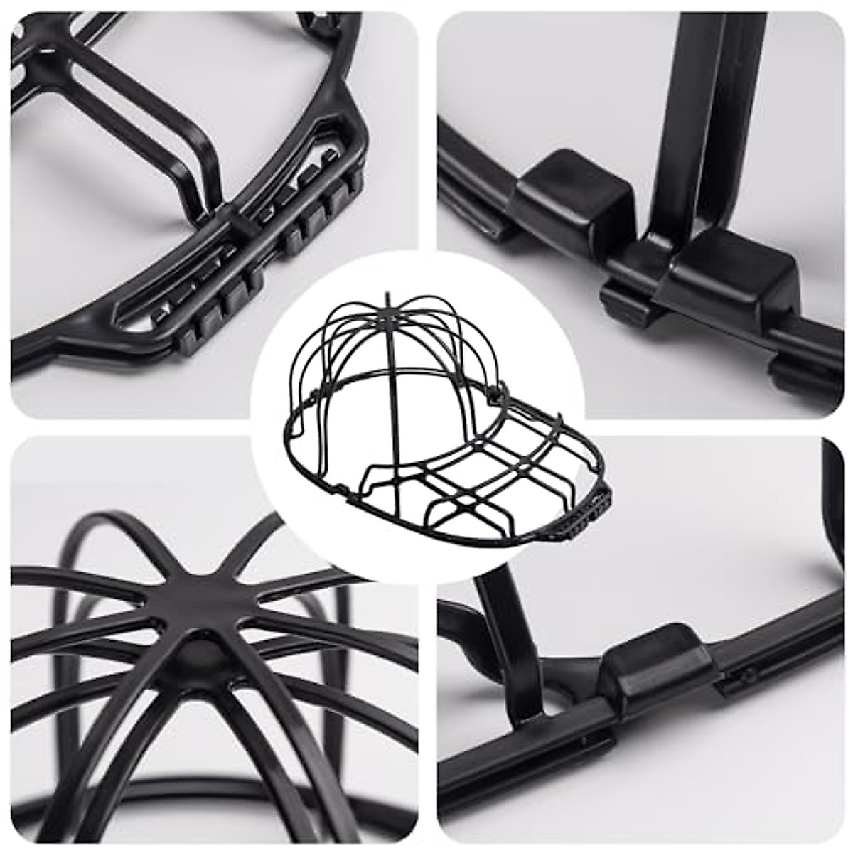 Hat Washers, 1 Pack Baseball Hat Cleaners Cap Washer, Fit for Adult/Kid's Hat Washer Frame Cage, Hat Protector Racks for Washing Machine, Black