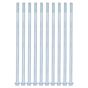 10pcs Carbon Steel Half Thread Hex Head Lengthened Wear Resistance Standard Size High Hardness for Lawn Mower (10*285)