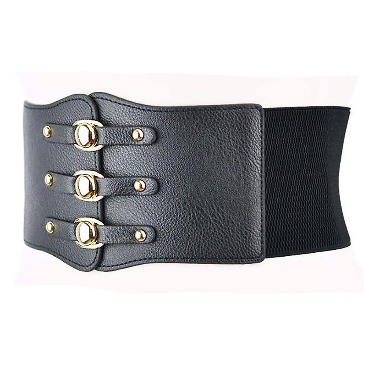 Nanxson Womens Elastic Wide Waist Band Tied Waspie Corset Obi Waist Belt PDW0077 (black)