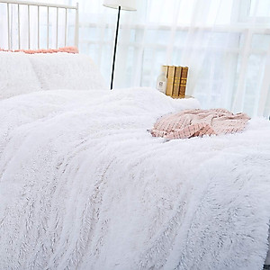 HOMORE Soft Fluffy Blanket Fuzzy Sherpa Plush Cozy Faux Fur Throw Blankets for Bed Couch Sofa Chair Decorative, 50''x60'' White