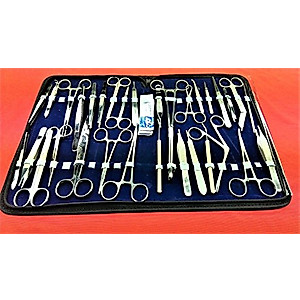 Premium CYNAMED USA 157 Pieces Instruments KIT Veterinary Scissors Forceps Needle Holder Scalpel Handel Stainless Steel All in ONE
