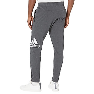 adidas Men's Essentials Single Jersey Tapered Badge of Sport Pants, Dark Grey Heather, X-Large