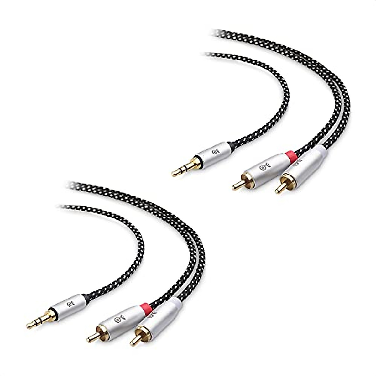 Cable Matters 2-Pack RCA to 3.5mm Stereo Audio Cable 6 Feet (RCA to Aux Cable, 3.5mm to RCA Cable, Aux to RCA Cable) in Black