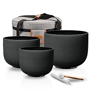 Ryan Dvan 10” C Note Red Frosted Root Chakra Crystal Singing Bowl with Free Padded Carrying Case and Suede Striker & O-Ring