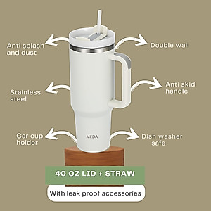 40 oz tumbler with handle and straw | Leak Proof,Insulated, Reusable Travel Coffee Mug Stainless Steel | Includes Tumbler Accessories Straw Cover Silicone Boot Easter Gift (Moon, 40oz)
