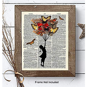 Banksy Wall Art - Butterfly Wall Decor for Women - Banksy Poster - Little Girls Bedroom Decor - Butterfly Wall Art - Dictionary Art