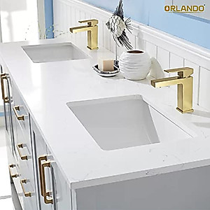 Brushed Gold Bathroom Faucet Single Hole, Modern Brass Bathroom Sink Faucet, Orlando Single Handle Vanity Faucet with Pop-up Drain Assembly and Supply Line, Brushed Gold