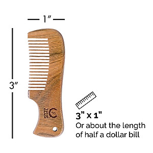 ZEUS Pocket Sandalwood Mustache Comb, Handmade Travel Size Mustache Comb for Men, Natural Wooden Grooming Comb (B31)
