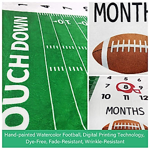 Tebaby Baby Monthly Milestone Blanket Boy - Newborn Month Blanket Unisex Neutral Personalized Shower Gift Football Sports Nursery Decor Photography Background Prop with Frame Large 51''x40''