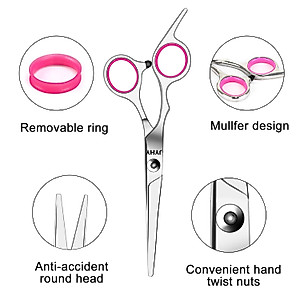 Professional Hair Cutting Scissors Shears Barber Thinning Set Kit- Family Hair Cutting,Barber Hair Cutting Tool Thinning texturizing/Pink 6"