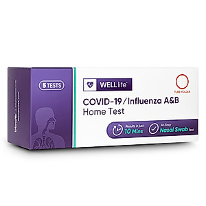 WELLlife COVID-19/Influenza A&B Home Test, Get Results for COVID-19 and Flu A/B in 10 Minutes,at Home Self Test with Non-invasive Nasal Swab, FDA EUA Authorized -[5 Tests]