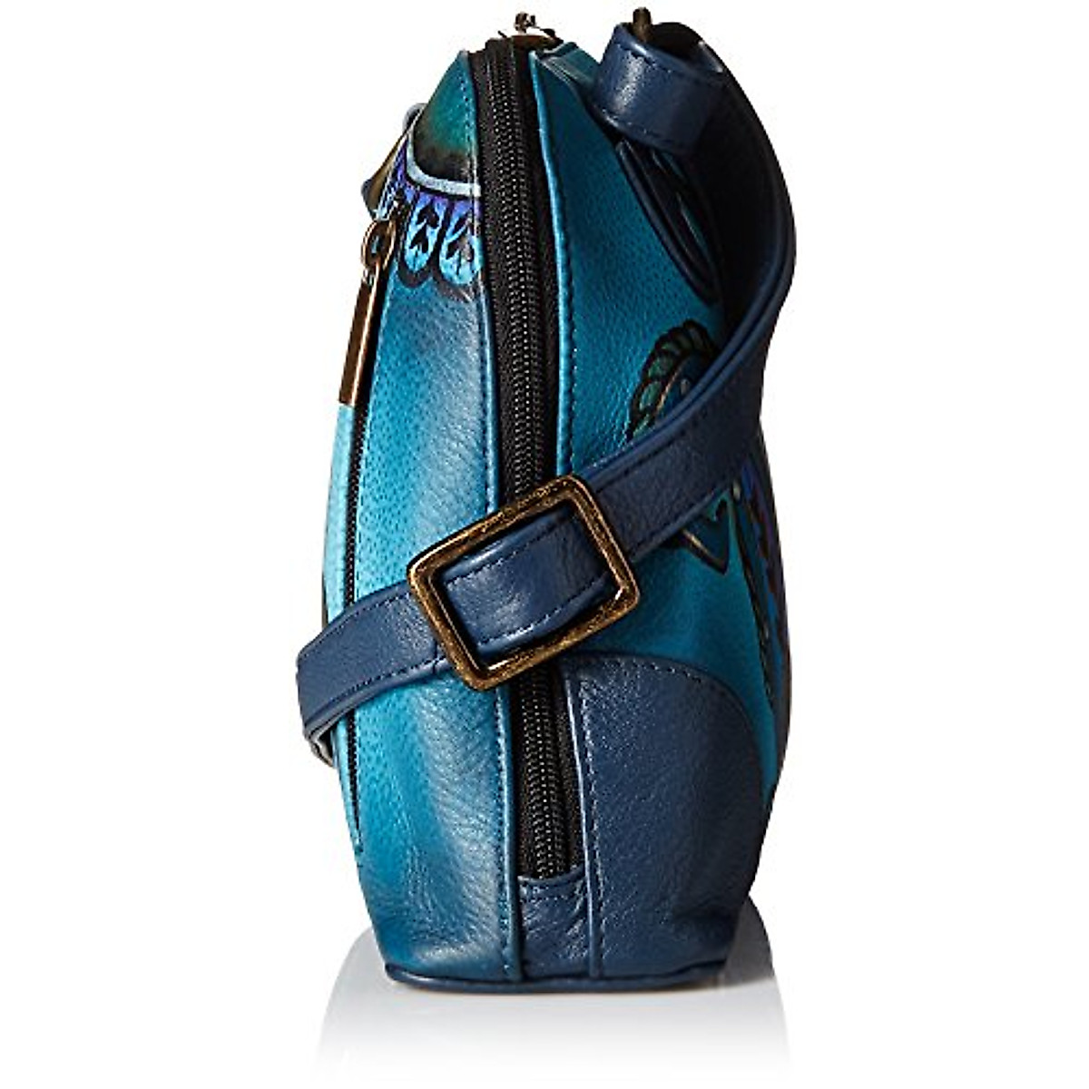 Anna by Anuschka Women's Hand Painted Leather Small Multi Compartment Zip-Around Organizer, Denim Paisley Floral