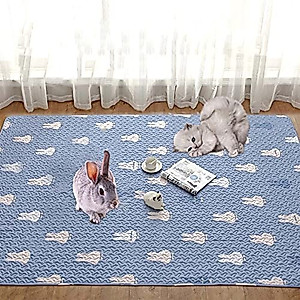 kathson Rabbit Cage Liners Washable Super Absorbent Sleep Pad Bed for Guinea Pig Small Animals Reusable Fleece Bedding Anti-Slip Mats for Bunny Hedgehog Kitten Chinchilla (27.5 x 70inch)