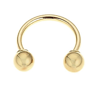 Ritastephens 14k Solid Gold Eyebrow Nipple Circular Barbell HorseShoe Body Jewelry