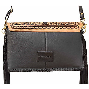 CHALLENGER Women's Cowhide Western Floral Tooled Leather Shoulder Purse Handbag 18RAH04