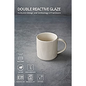 famiware 4 Pieces Coffee Cups, 12 oz Catering Mug with Handle for Coffee, Tea, Cocoa, Milk, Matte White