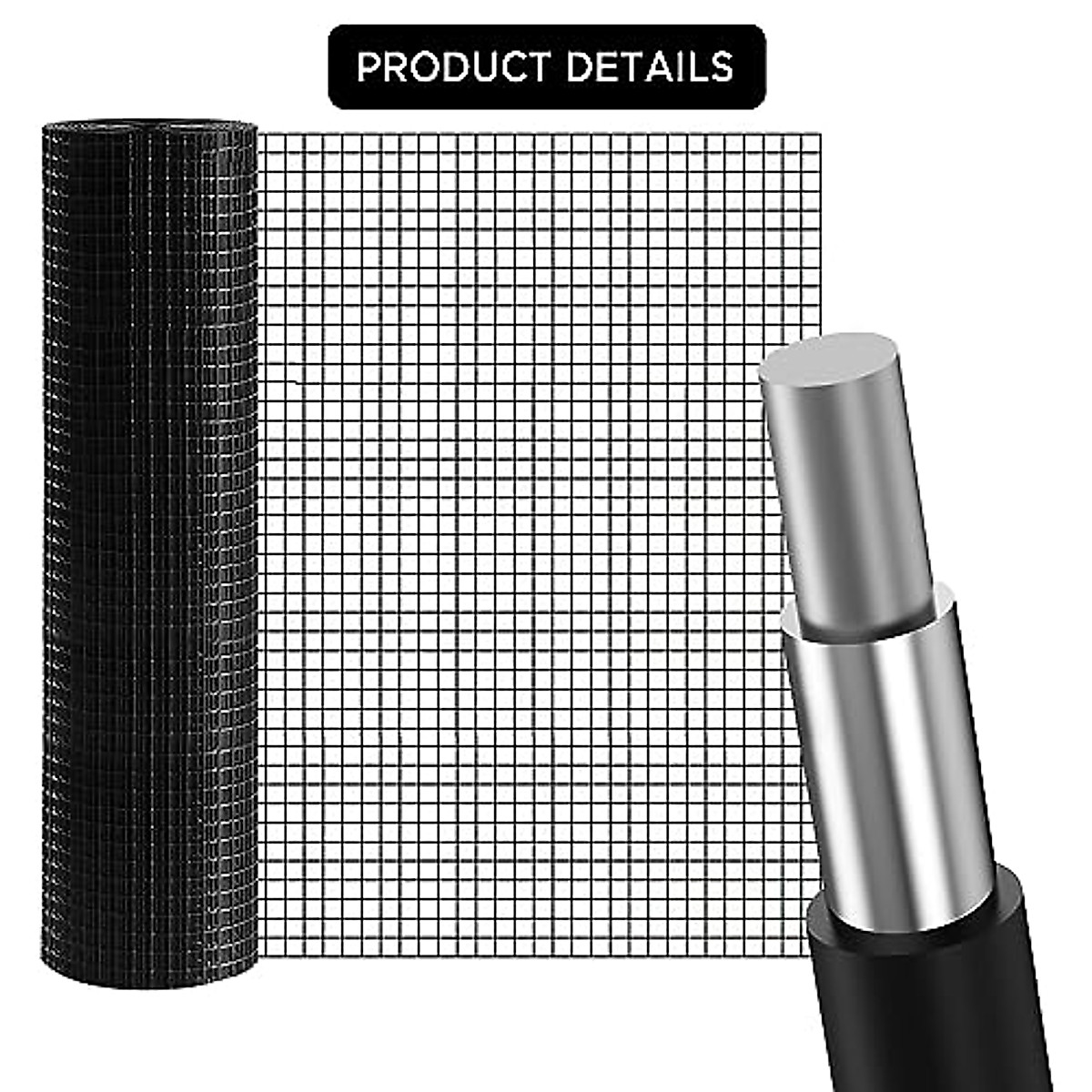 Upgraded Black Hardware Cloth Galvanized Wire Mesh 1/2 Inch 19 Gauge Chicken Wire Fence Roll Welded Wire Mesh Fence Roll for Home and Garden Fence and Home Improvement Project (1/2 inch 36''x100')