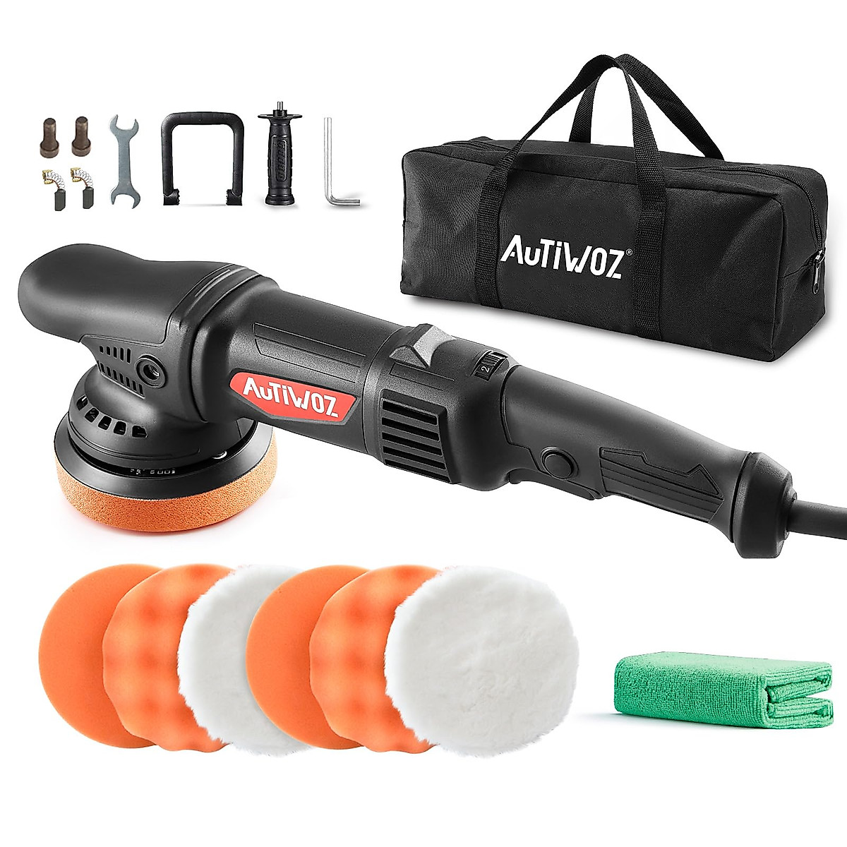 AUTIWOZ Car Buffer Polisher - 920W 5-inch Dual Action Polisher for Car Detailing, Random Orbital Polisher Waxer Kit with Detachable Handle & 6 Polishing Pads, 6 Variable Speeds 2800-5800RPM for Polish
