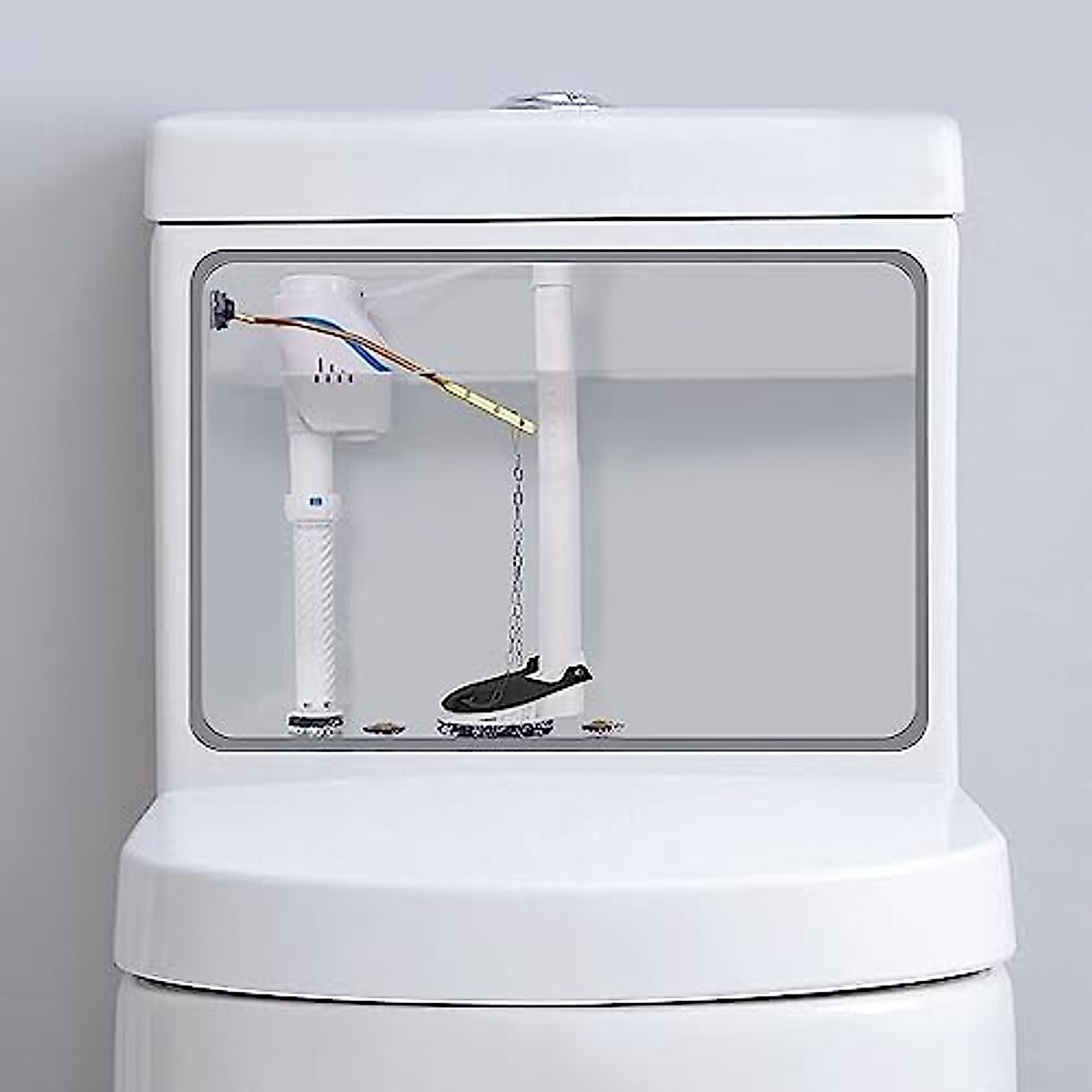 Toilet Flapper Replacement Kit High Performance Universal Toilet Tank Flapper with Stainless Chain & Hook, Long Lasting Rubber, Easy to Install Black 2inch 2pc