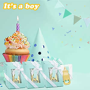 50 Pieces Baby Shower Bottle Opener Popping Bottle Opener Baby Shower Favors Feeder Shaped Bottle Opener for Guests Baby Shower Souvenirs for Baby Shower Wedding Party Favor Decoration Supplies (Blue)