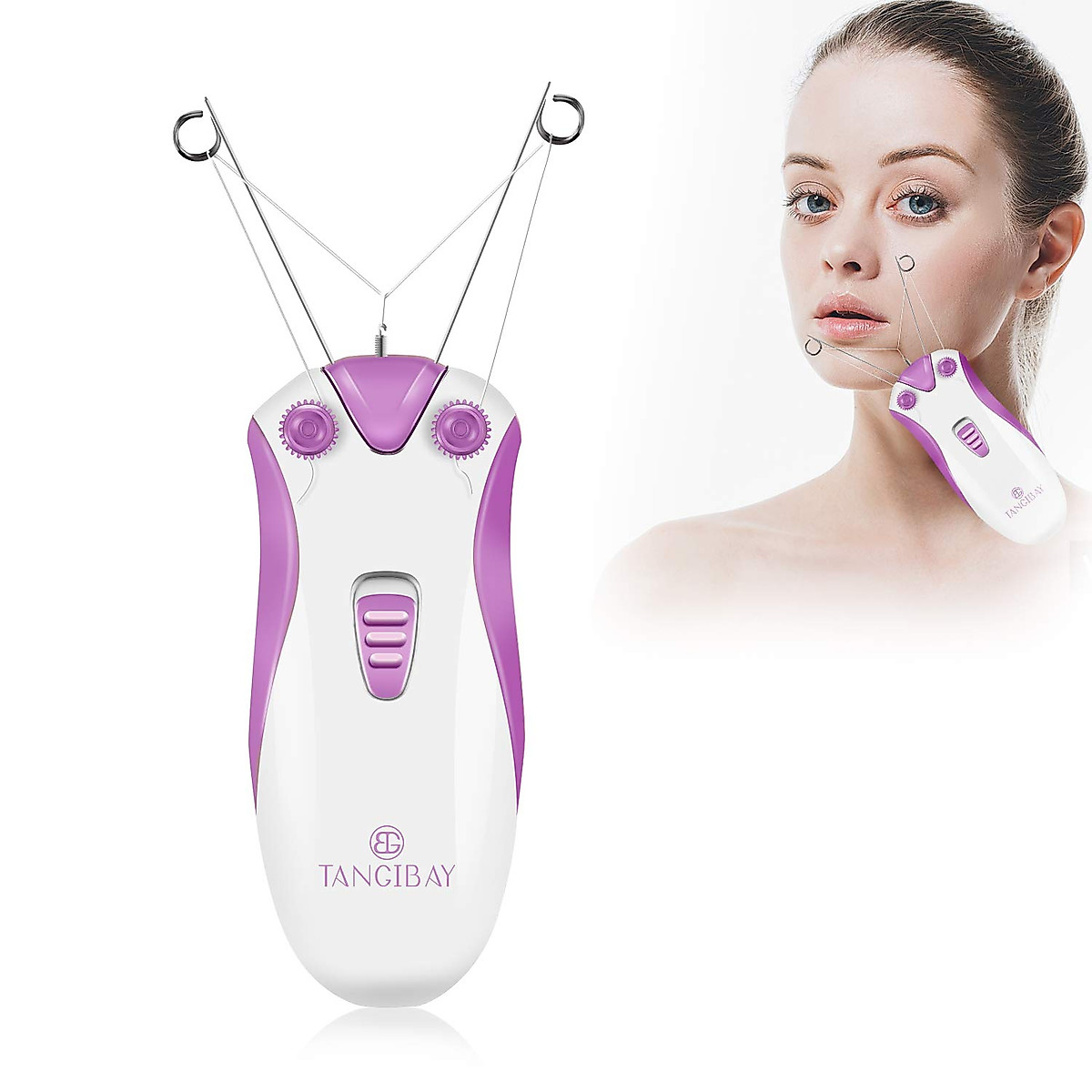 Cordless Electric Facial Threading Hair Removal for Women, Rechargeable Face Hair Remover Cotton Thread Epilator for Fast Removing Very Fine Vellus Hair on Face & Chin (Rose Red)