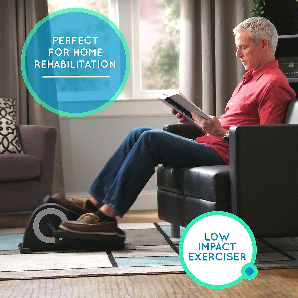 Cubii Jr: Desk Elliptical w/Built in Display Monitor, Easy Assembly, Quiet & Compact, Adjustable Resistance (Silver)