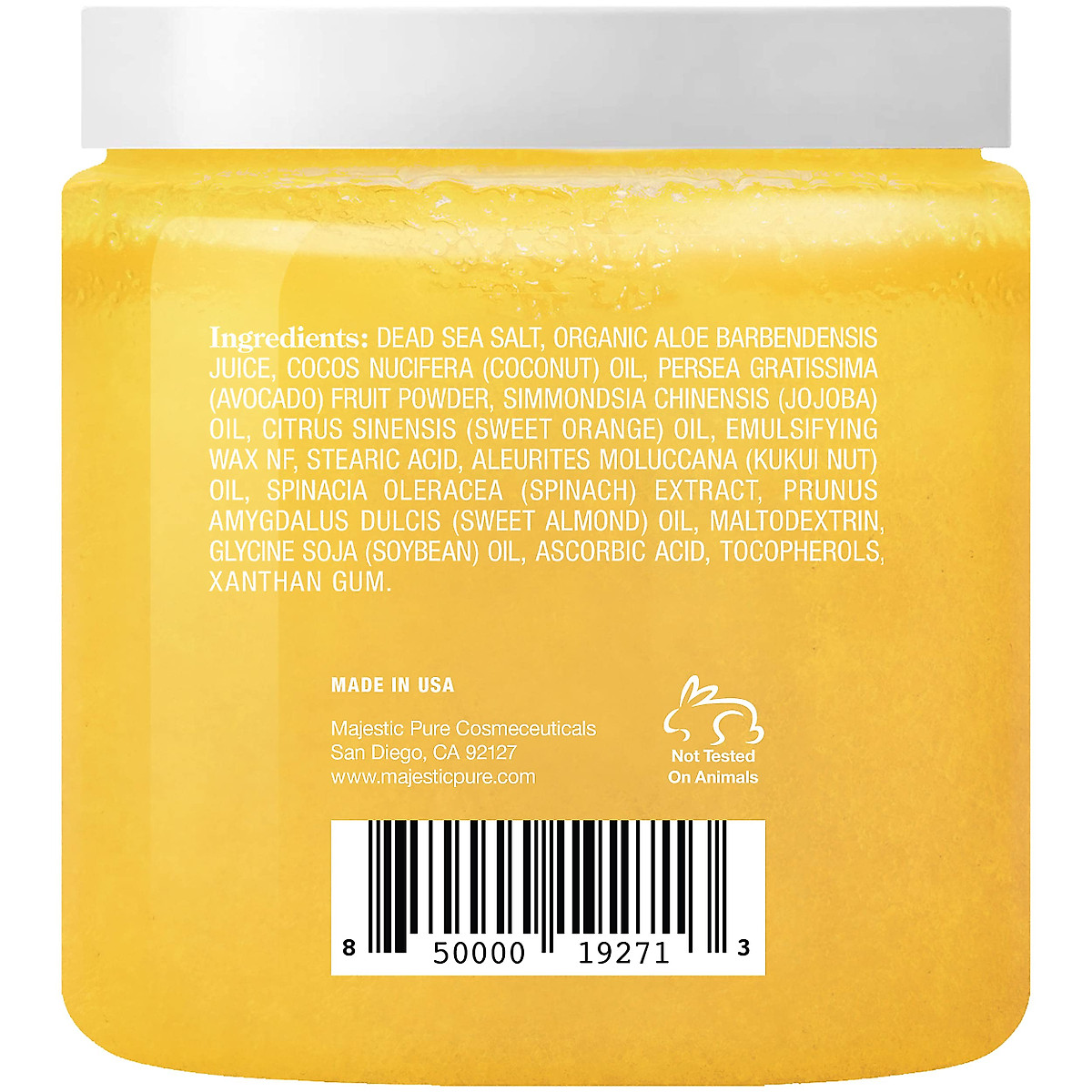 Majestic Pure Sweet Orange Body Scrub for All Natural Skin Care - Exfoliating Multi Purpose Body and Facial Scrub Moisturizes and Nourishes Face and Skin - 10 oz - Great Gift for Her