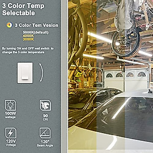 8ft Flush Mount Vapor Tight Light, LED Shop Lights Fixture with 5ft Plug and Play for Special Wet Location and Celling Fixture Industry and Commercial Illumination (4 Pack)