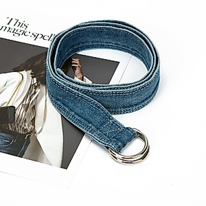 ILuvatar Women's Denim Waist Belt Blue Jean Waist Rope Tiny Belt for Pants Dress Jeans Metal buckle cotton belt