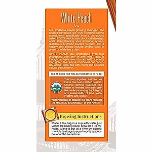 Davidson's Organics, White Peach, 25-count Tea Bags, Pack of 6