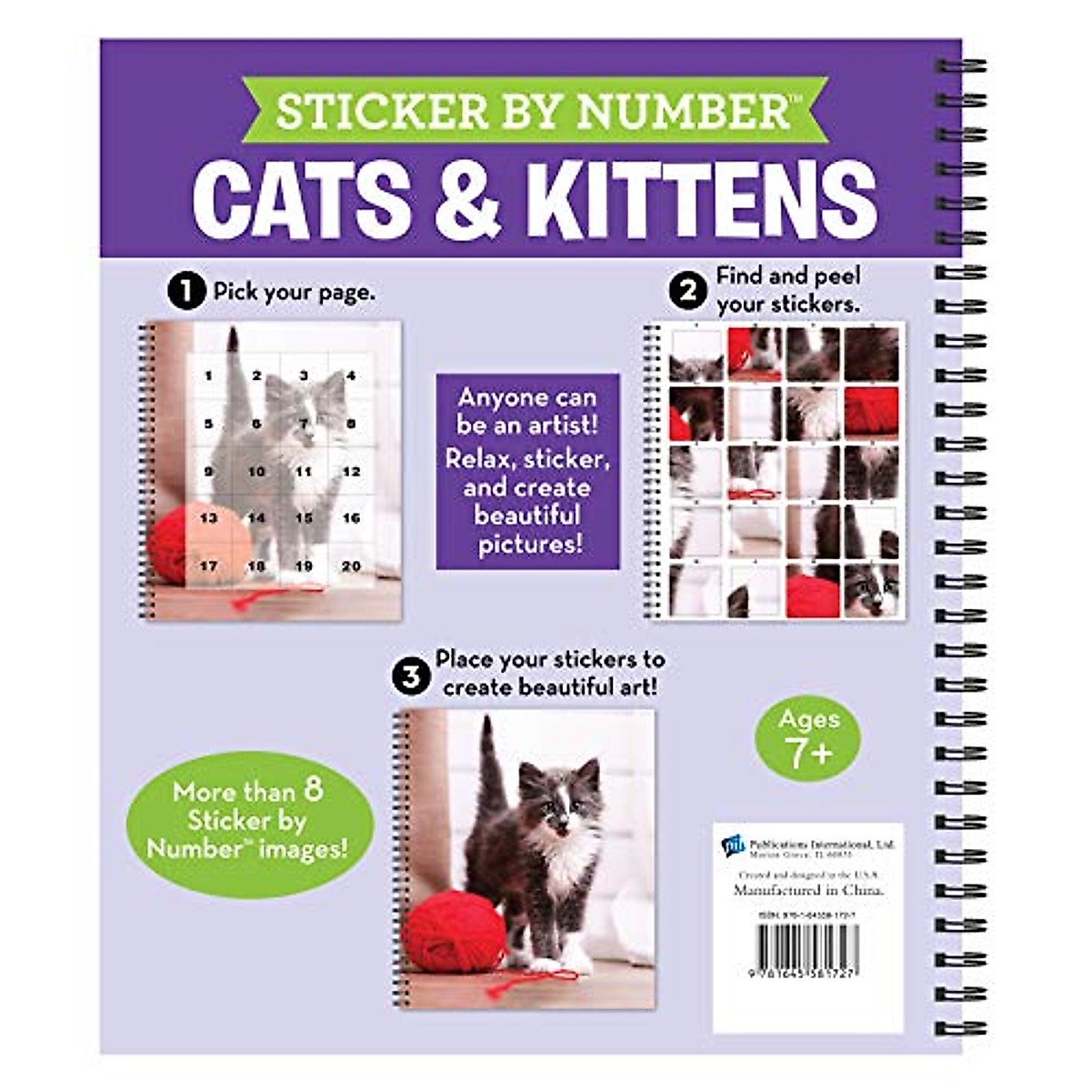 Brain Games - Sticker by Number: Cats & Kittens (Easy - Square Stickers): Create Beautiful Art With Easy to Use Sticker Fun!