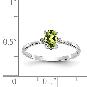 IceCarats 10K White Gold Diamond Green Peridot Ring Gemstone Band April August Birthstone Jewelry Size 6
