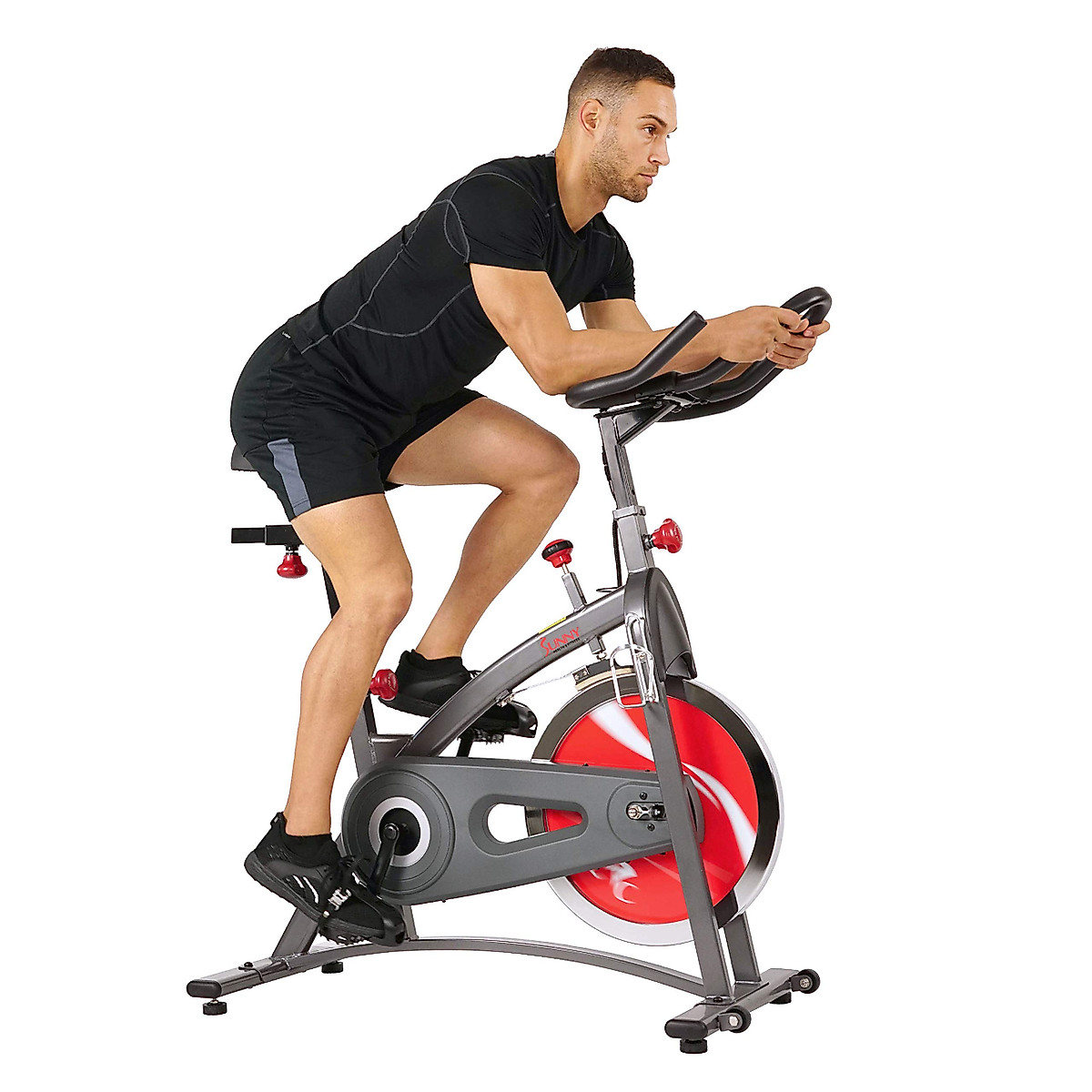 Sunny Health & Fitness Indoor Cycling Exercise Bike with LCD Digital Monitor, Heavy-Duty 40 LB Flywheel, Stationary Bike with Customizable Comfort and 265 LB Max Weight - SF-B1423/C