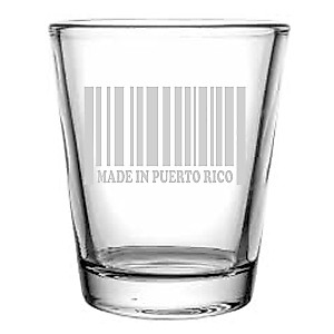 Puerto Rico Shot Glass Gift Set of Four: ENGRAVED Taino Coqui, Made in Puerto Rico Barcode, Puerto Rican Map, Taino Sun with Puerto Rican Flag Puerto Rico Gift Set of Puerto Rican Shot Glasses