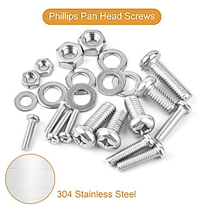 VIGRUE 1148PCS M2 M3 M4 M5 M6 Phillips Pan Head Screws Bolt Nut Flat Washers 304 Stainless Steel Machine Screws Assortment Kit and Storage Case