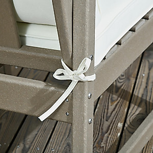 Outsunny 4 Piece Patio Furniture Set with Cushions, HDPE Conversation Sofa Set with Two Chairs, Loveseat, and Slatted Top Coffee Table, Cream White