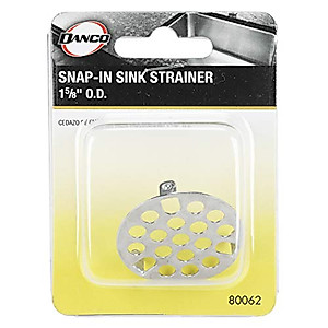 Danco 80062 9D000 1-5/8" Metal Drain Strainer, Chrome, Brass , White