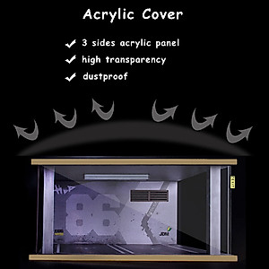 1/18 Scale Model Car Display Case - 1:18 Car Garage Display Case with Clear Acrylic Cover and LED Lighting for Die-Cast Cars, 2 Parkings 86