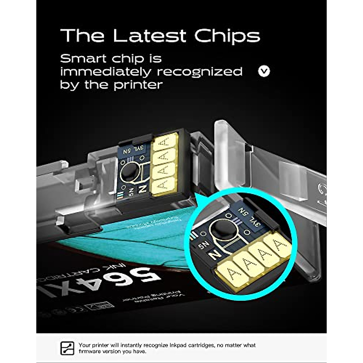 iNKPAD 564XL Ink Cartridges Replacement for Original HP 564 XL Combo Pack - Compatible for Photosmart 5520 6520 7510 7520 DeskJet 3520 Premium C309A C410A Printer (2BK/C/M/Y-5 Pack)