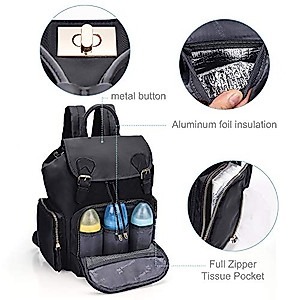 Hafmall Diaper Bag Backpack, Baby Diaper Bag with Stroller Hooks for Mom Dad, Multifunctional Nappy Bag for Boys Girls, Stylish Travel Mommy Bag (Plaid)
