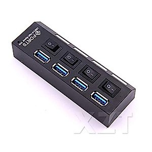 Lysee Data Cables - USB Hub 3.0 USB Splitter Multi USB 3.0 Hub Multiple 4 Port Hab Splitters with Power Adapter Computer Accessories Hub for PC - (Color: Black)